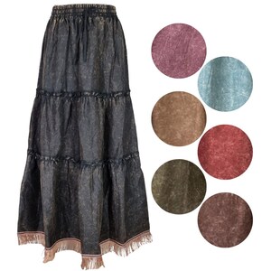 Acid Wash Cotton Maxi Skirt With Fringes Hebrew Israelite Modest ...