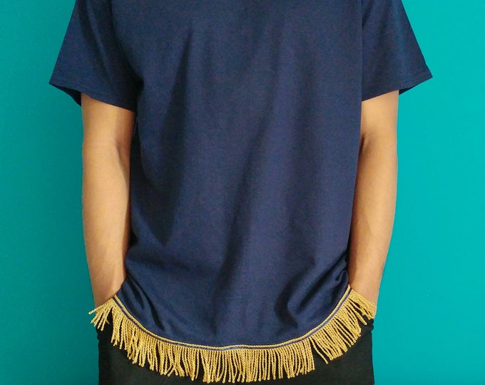 Men's Plain Short Sleeve Fringed T-shirt With Fringes Hebrew Israelite ...