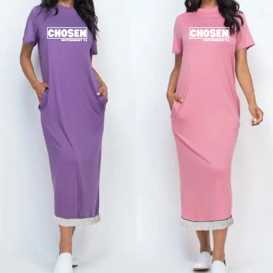 CHOSEN T-shirt Midi Dress With Side Pockets Hebrew Israelite Clothing ...