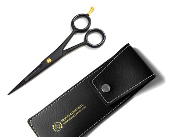 Professional Moustache Scissors and Beard Trimming Scissors, Extremely Sharp Black, With ...