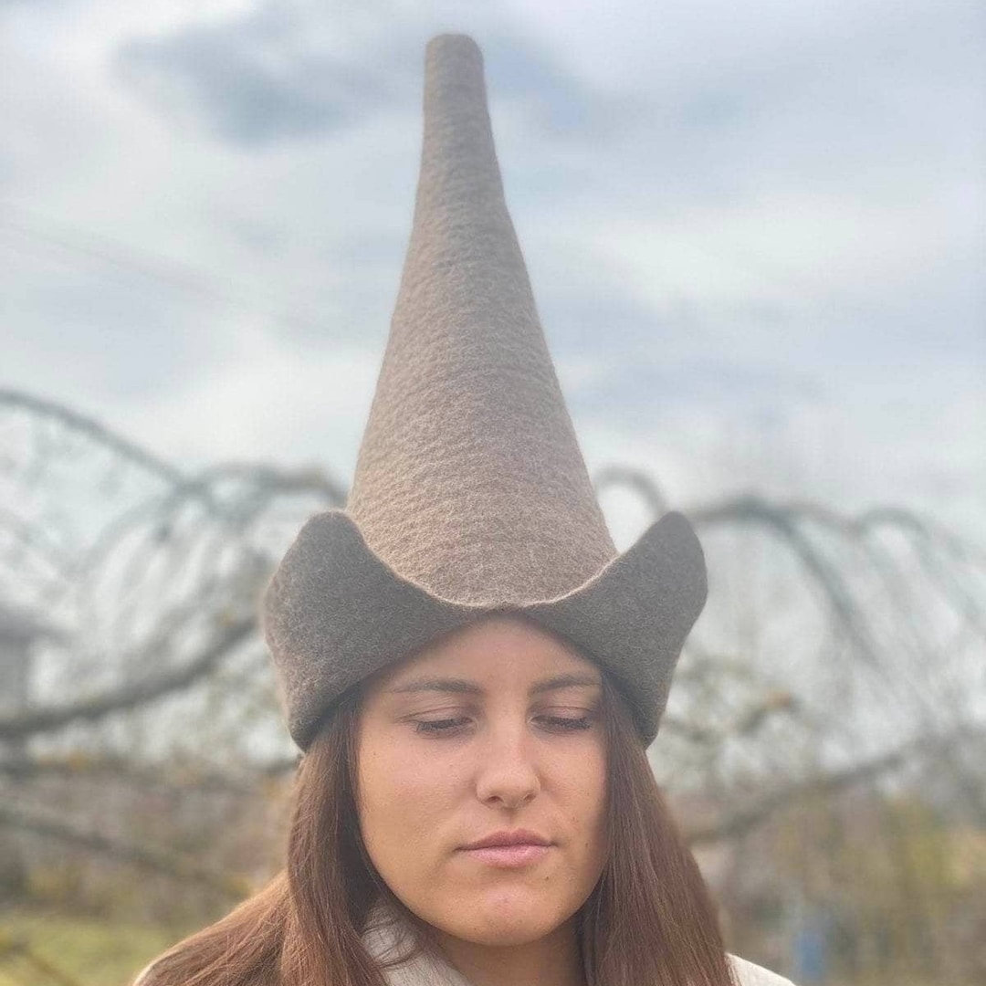 Cuman Style Felted Cap, Early Medieval Triangle, Warm Wool Hat, Ranger ...