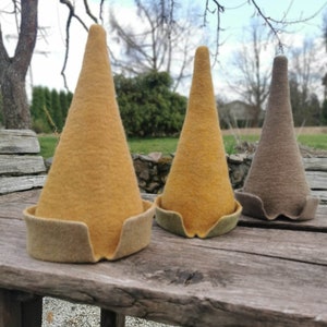 Wizard Hat, Cuman Style Felted Cap, Medieval Triangle Headwear, Warm ...
