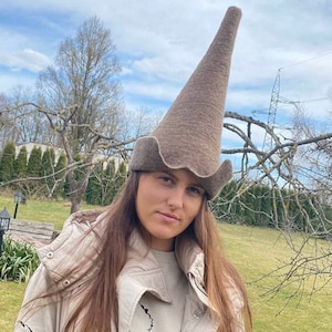 Wizard Hat, Cuman Style Felted Cap, Medieval Triangle Headwear, Warm ...