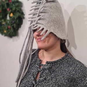 Unique Handmade Felted Hat, Fishlover, Fishing, Fish Bones Grey Cap ...