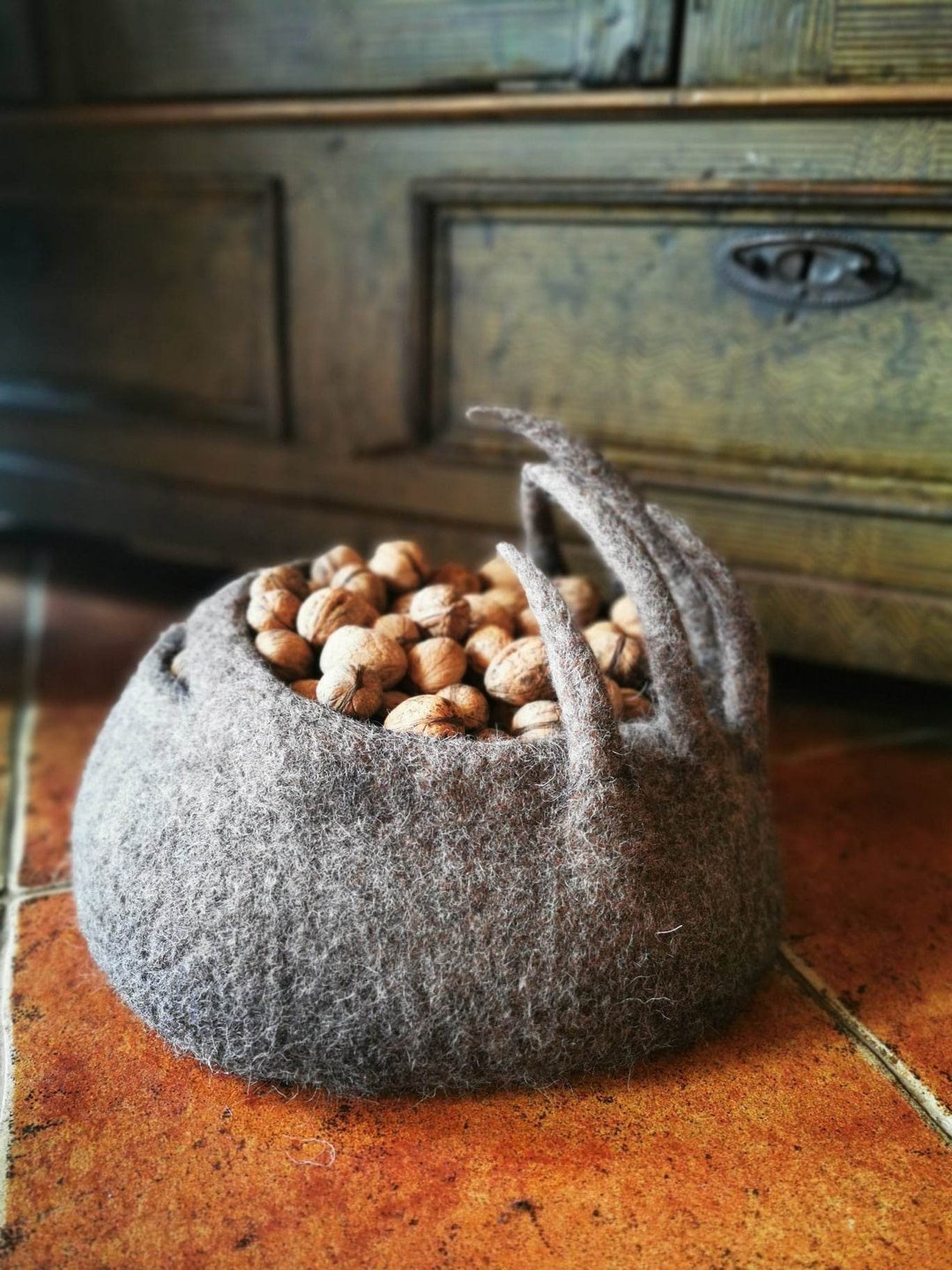 Storage Basket Felt Bowl Felt Vessel Fruit Basket Planted - Etsy