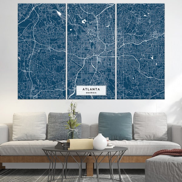 Atlanta Map Wall Art - Etsy