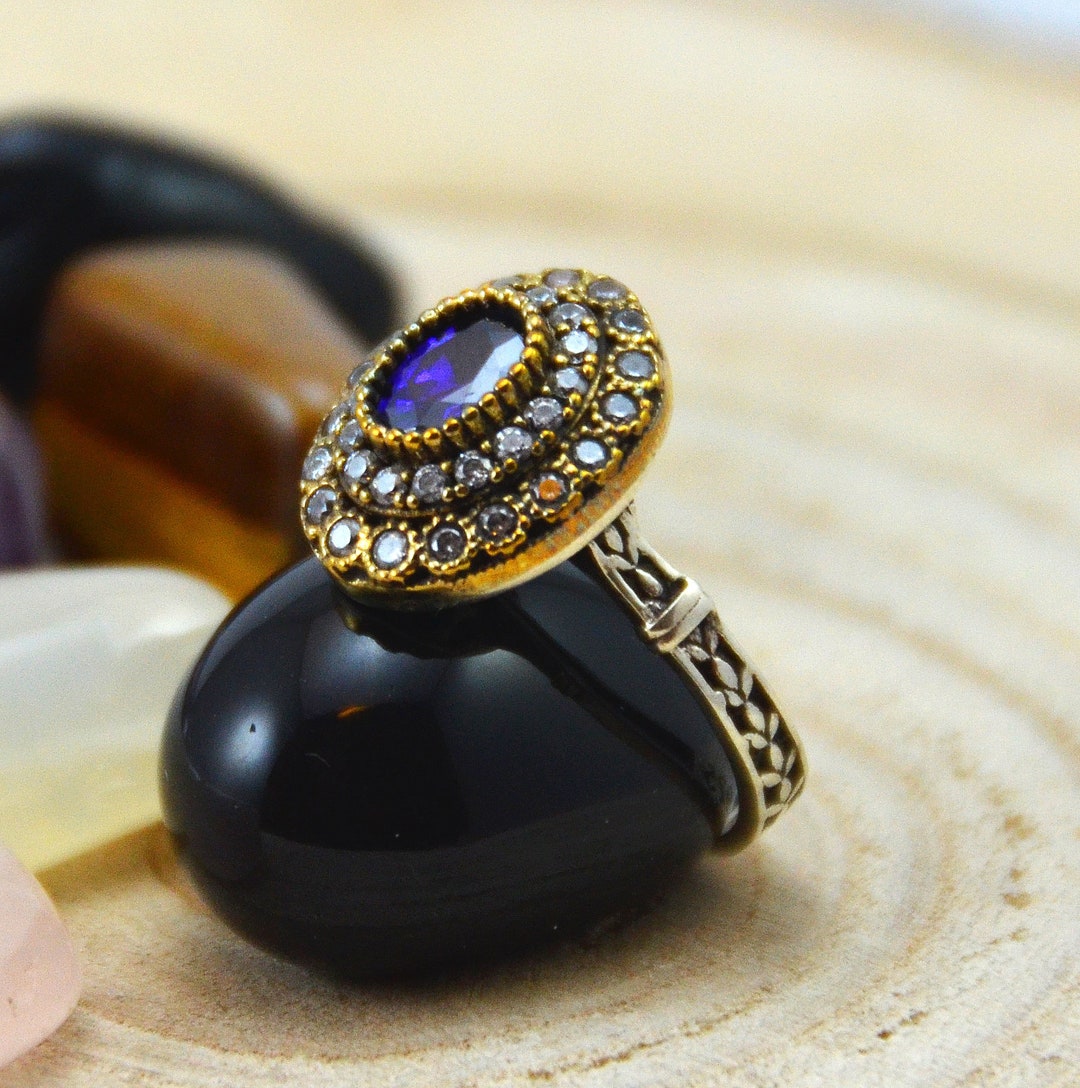 Turkish Handmade Ring Solid 925 Sterling Silver Amethyst - Etsy