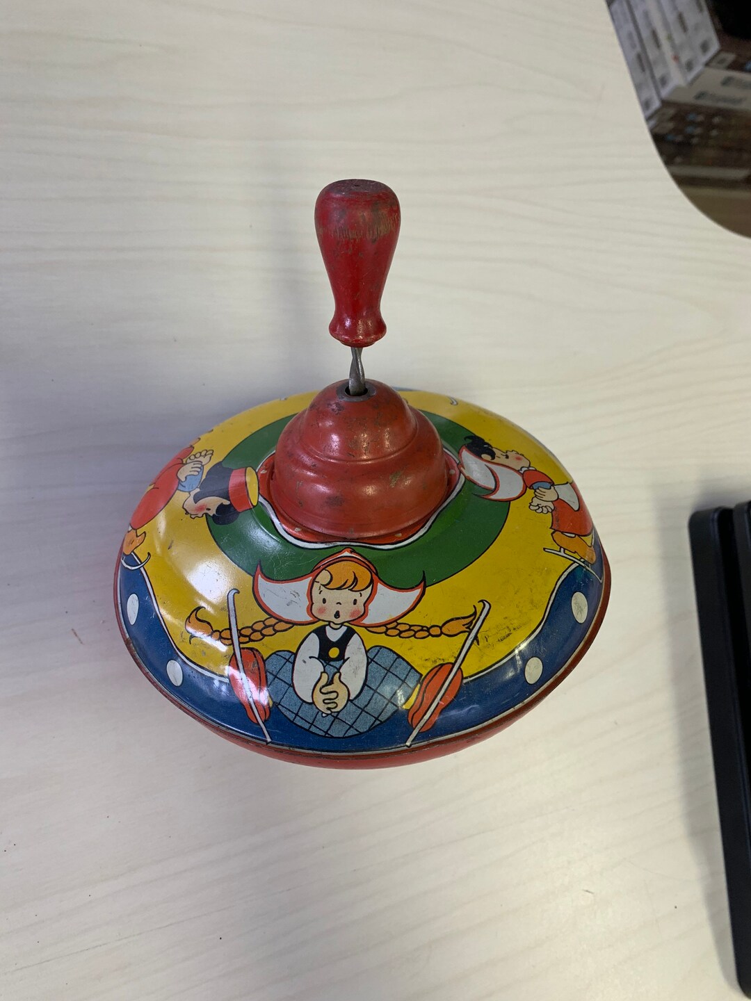 Spinning Top Toy Tin Dutch Boy & Girl Skaters 1950s Vintage Ohio Art - Etsy
