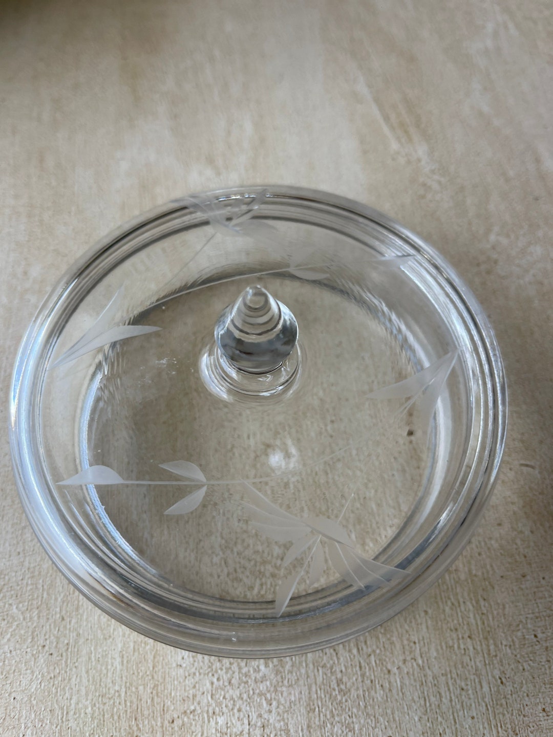 Vintage Clear Glass Bowl Container With Lid and Leaf Pattern 2 Pcs - Etsy