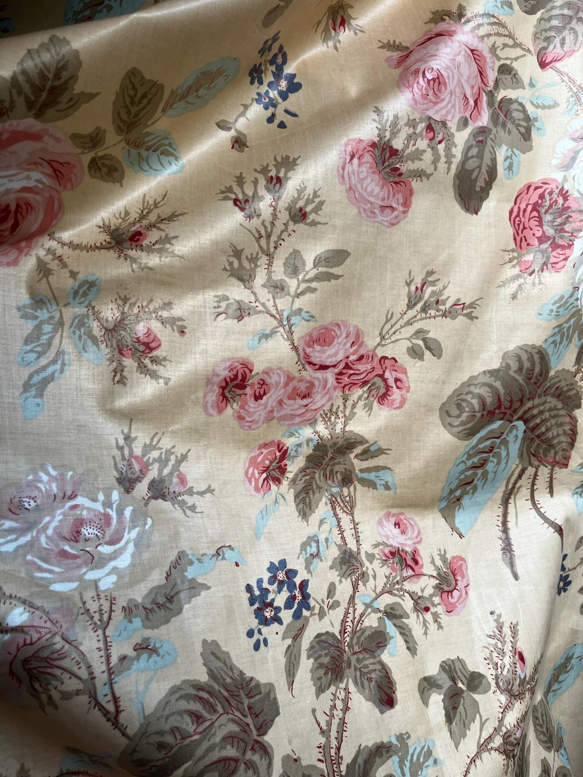 Vintage Colefax and Fowler Cotton Chintz Floral Fabric, Bailey Rose, by ...