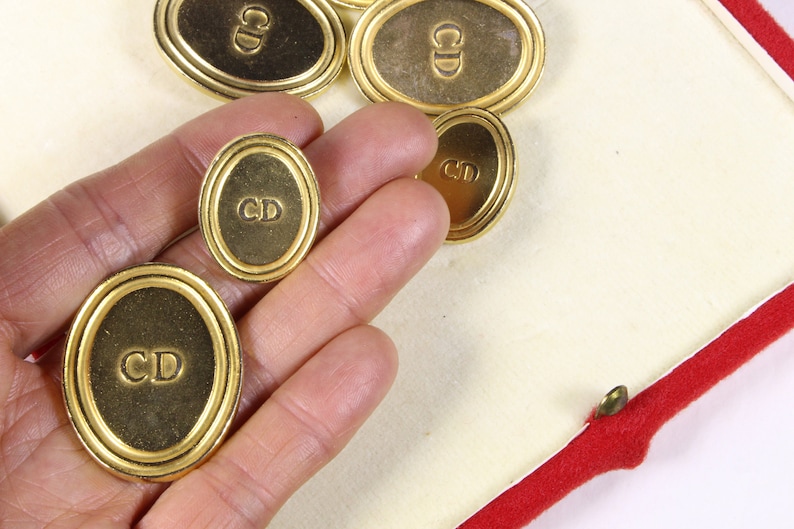 CHRISTIAN DIOR Vintage Gold Metal Oval Logo Button Price for 1 Button ...