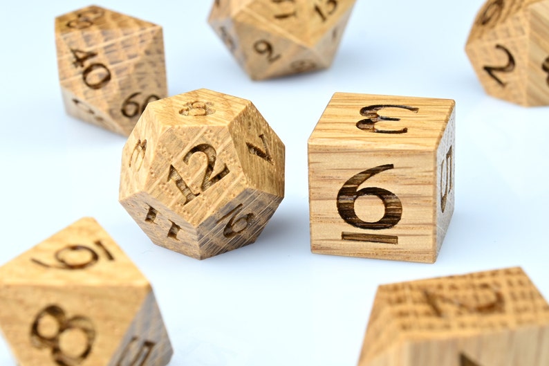 White Oak Wood Dice D&D Rpg Delver's Wooden Dice Set - Etsy