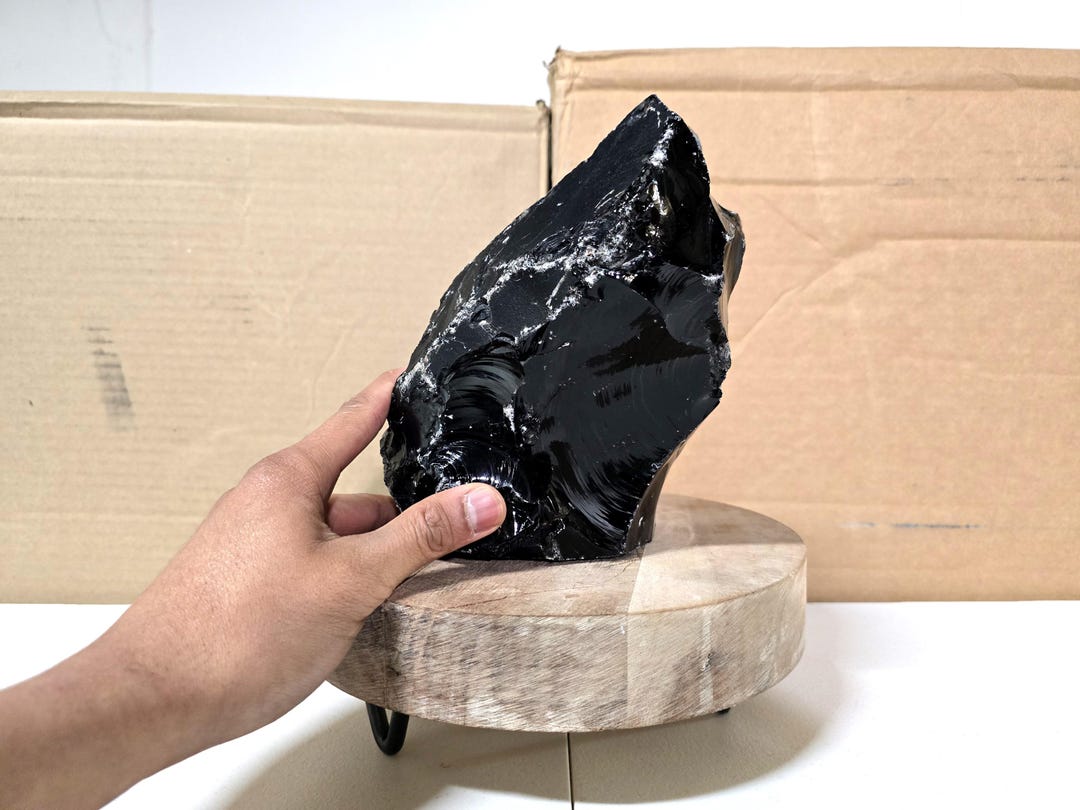 7 LBS Black Obsidian Chunk Raw Rough Grounding Decorator Giant Crystal ...