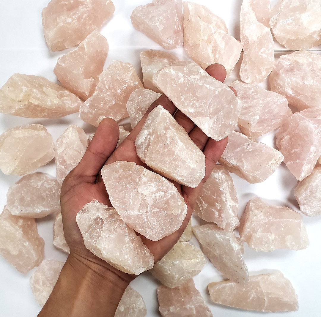 Rose Quartz - 4 Pcs XL Chunks - Bulk Rough Rose Quartz Crystal - Raw ...