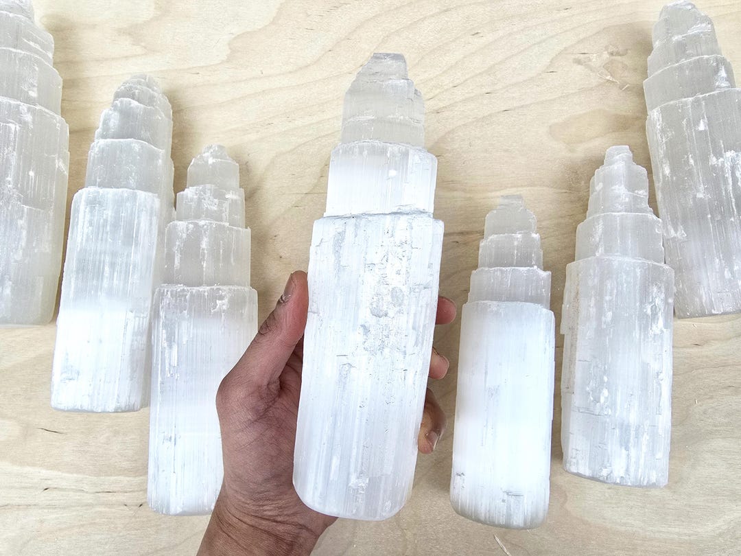 8 Inch Selenite Tower Large Raw Piece Crystal for Energy Cleansing ...
