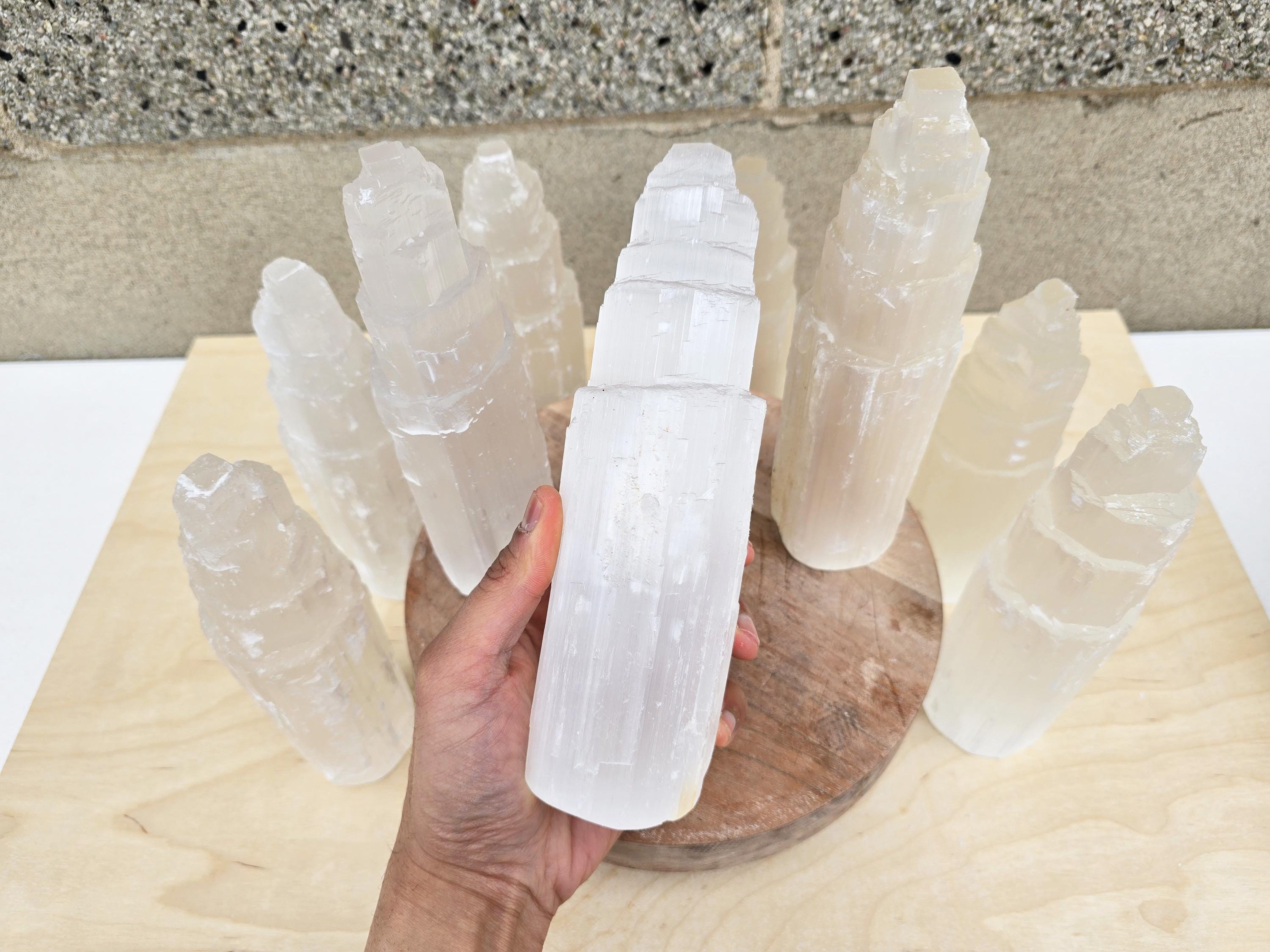 8 Inch Selenite Tower Large Raw Piece Crystal for Energy Cleansing ...