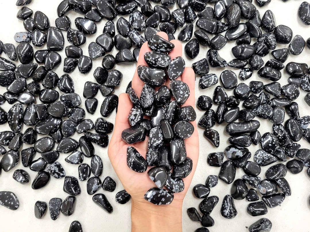 Tumbled Snowflake Obsidian Crystal Stones - Bulk Gemstone Tumbles for ...