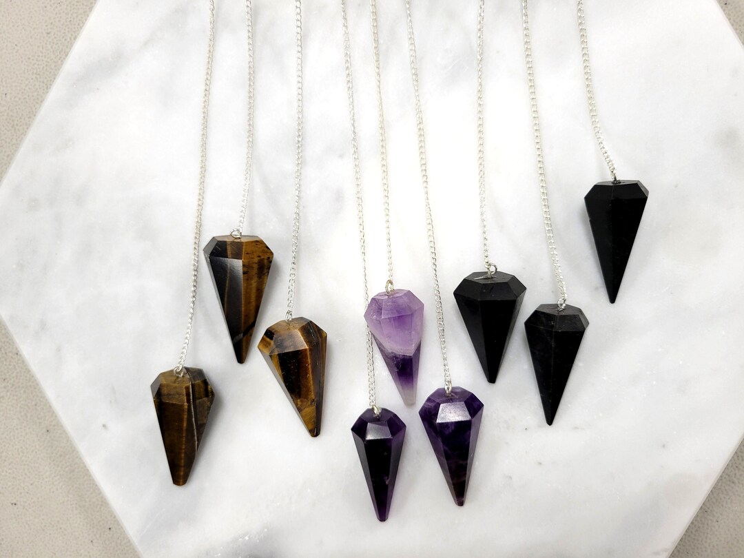 Crystal Pendulums, Pointed Crystal Pendant, Faceted Gemstone Pendulum ...