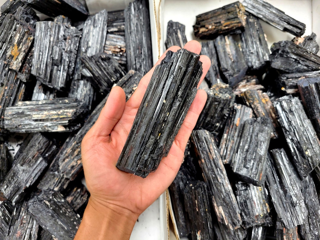Large Black Tourmaline Log - A Quality Raw Haystack Black Tourmaline ...