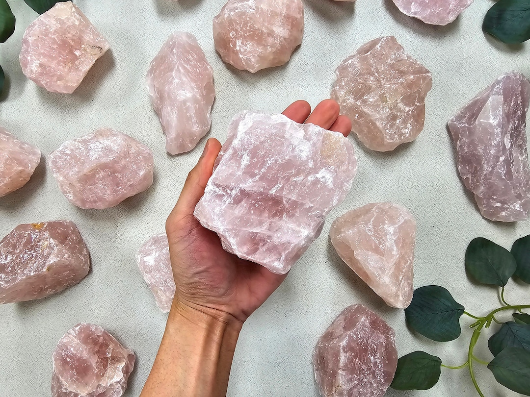 Big Rose Quartz Crystal Chunk Raw Rough Natural Pink Stone for Décor ...