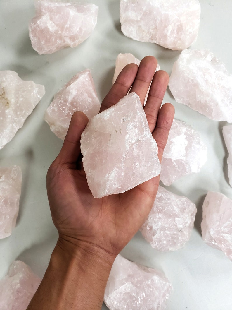 Large Rose Quartz Crystal Chunk - Rose Quartz Rough Stone - Brazilian ...