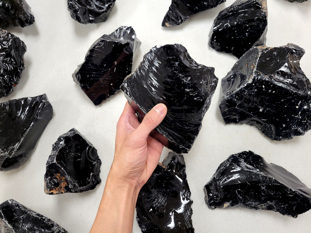 Black Obsidian Stone - Large Black Obsidian Chunk - Black Obsidian ...