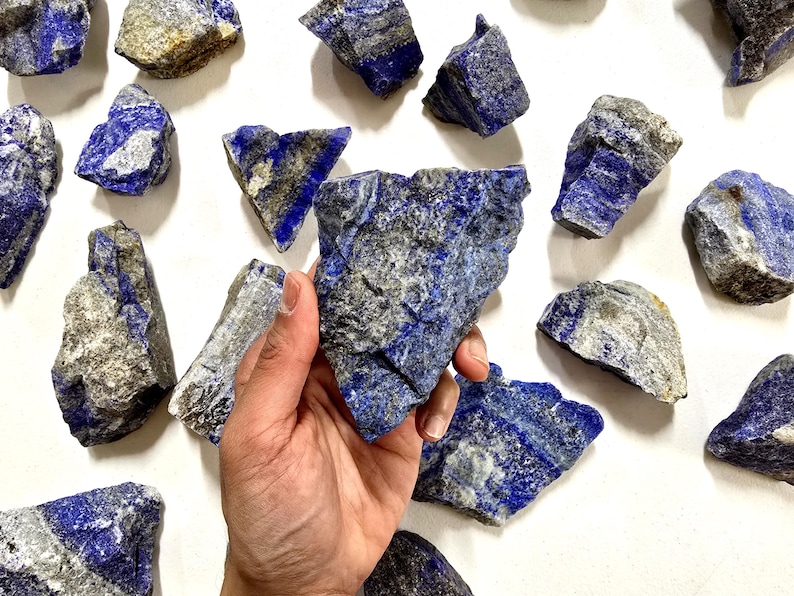 Lapis Lazuli Raw Crystal Chunks Natural Blue Rough Stones for Lapidary ...