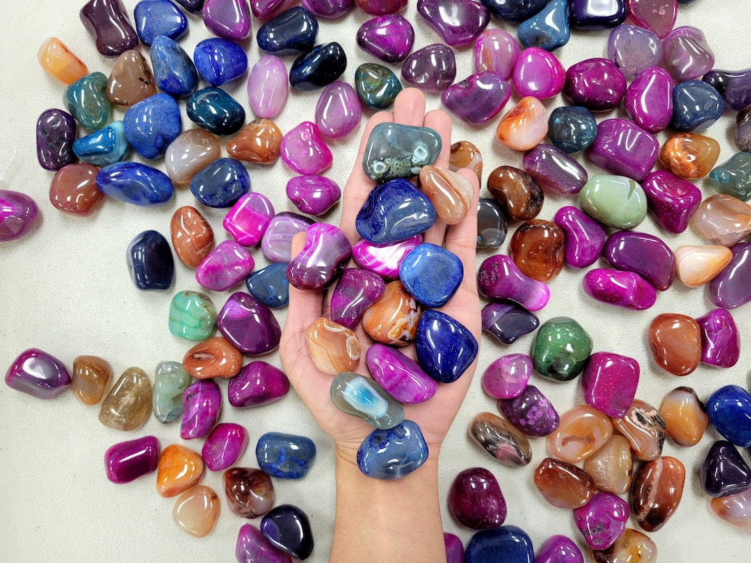 Shiny Tumbled Agate Stones Dyed Colorful Crystals Bulk Rocks for Vase ...