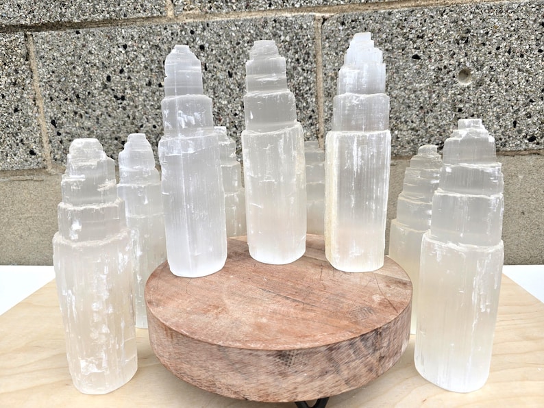 8 Inch Selenite Tower Large Raw Piece Crystal for Energy Cleansing ...