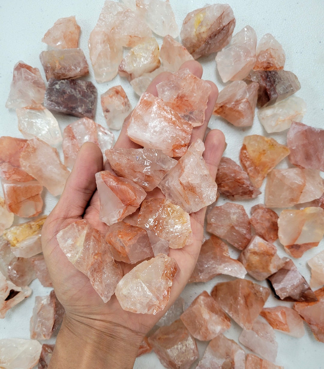 Rough Fire Quartz Crystals - Raw Hematoid Quartz Bulk - Natural Stones ...