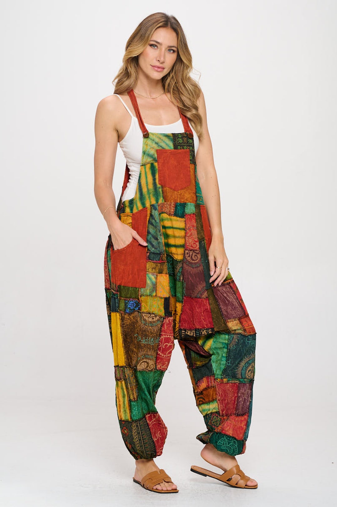 Cotton Patchwork Unisex Harem Overalls, Free Spirit Cloths, Boho Cloths ...