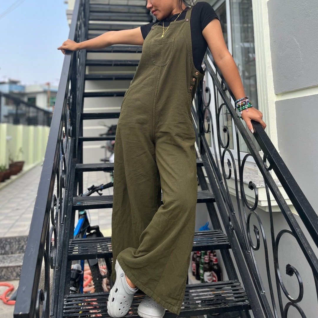 Cotton Wide Leg Overalls: Handmade Boho Jumpsuit - Etsy