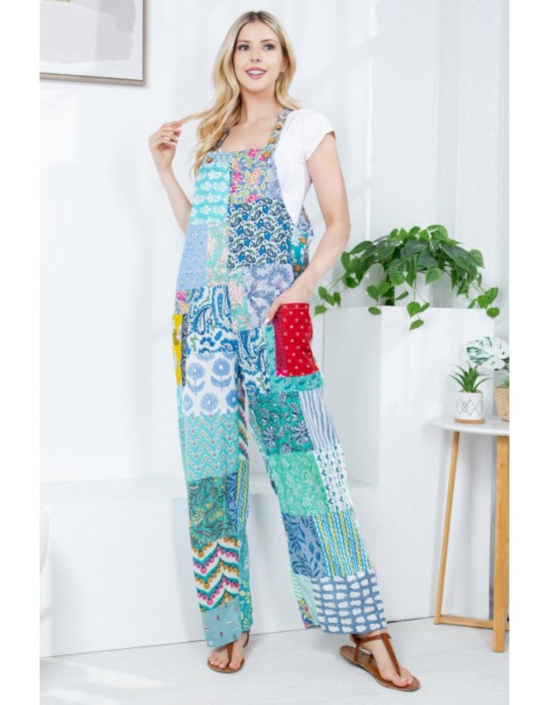 Assorted Color Patchwork Overalls, Free Spirit Cloths, Boho Cloths ...