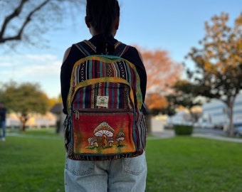 Mushroom Bag, Vegan Handmade Backpack, Hemp Bag, Mini Backpack ...