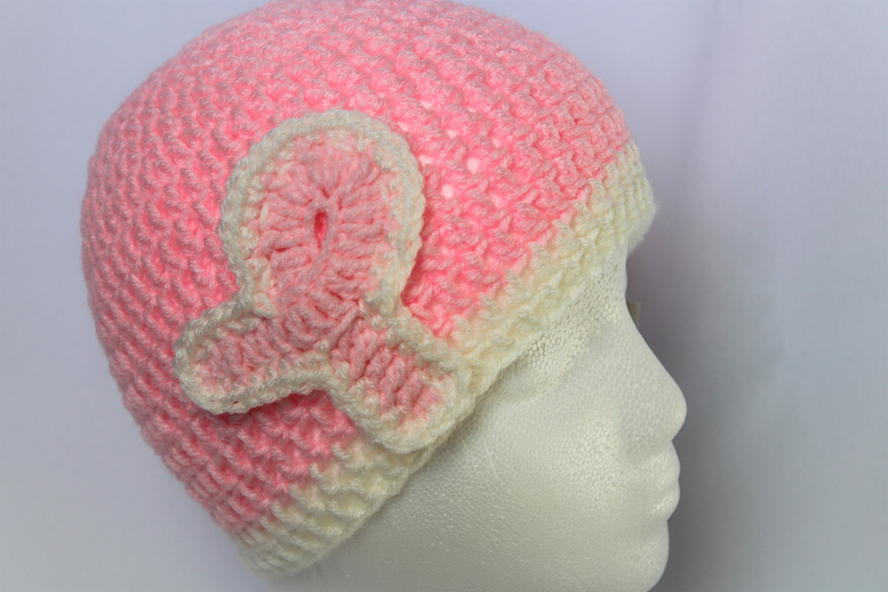 Simply Adorable U Pink Cancer Awareness Crochet Beanie/womens Chemo Hat ...