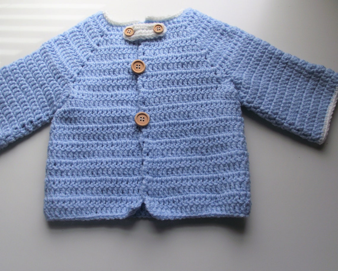 Simply Adorable U Crochet Blue Baby Sweater Handmade Blue - Etsy