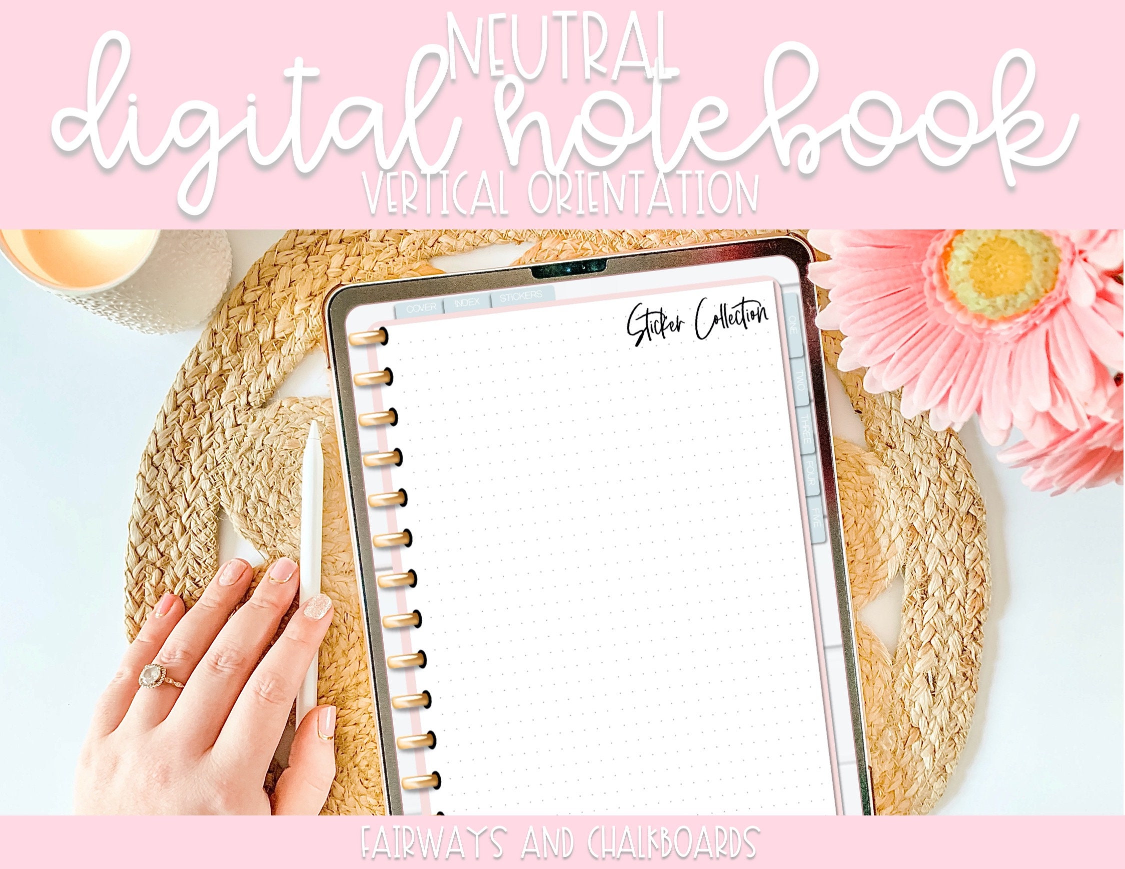 Neutral Portrait Digital Notebook 5 Tabs Lined Blank - Etsy