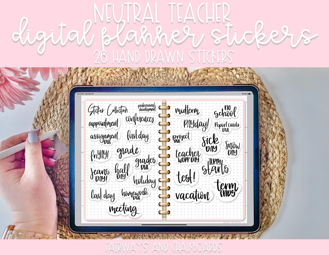Neutral Teacher Digital Planner Stickers - Etsy