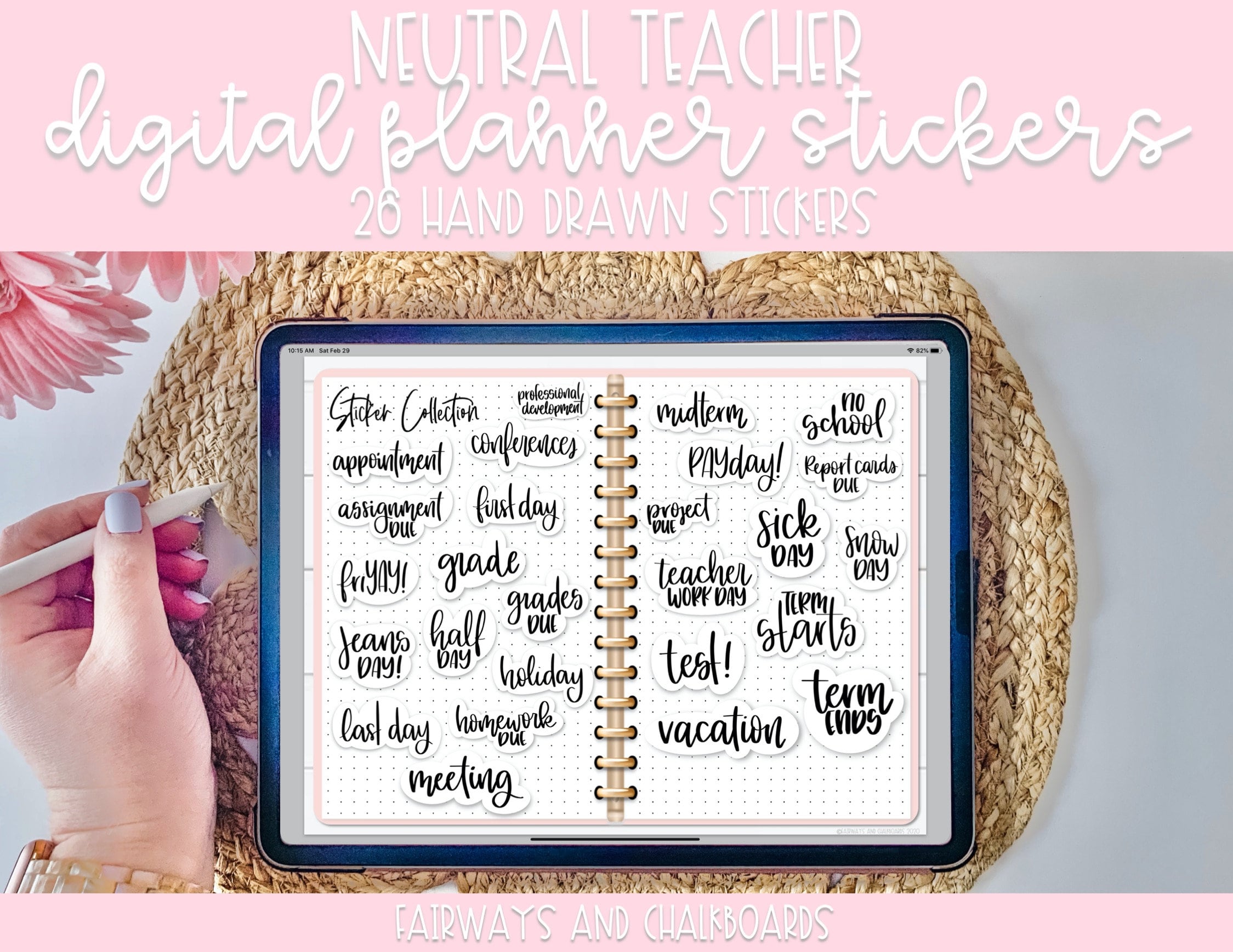 Neutral Teacher Digital Planner Stickers - Etsy