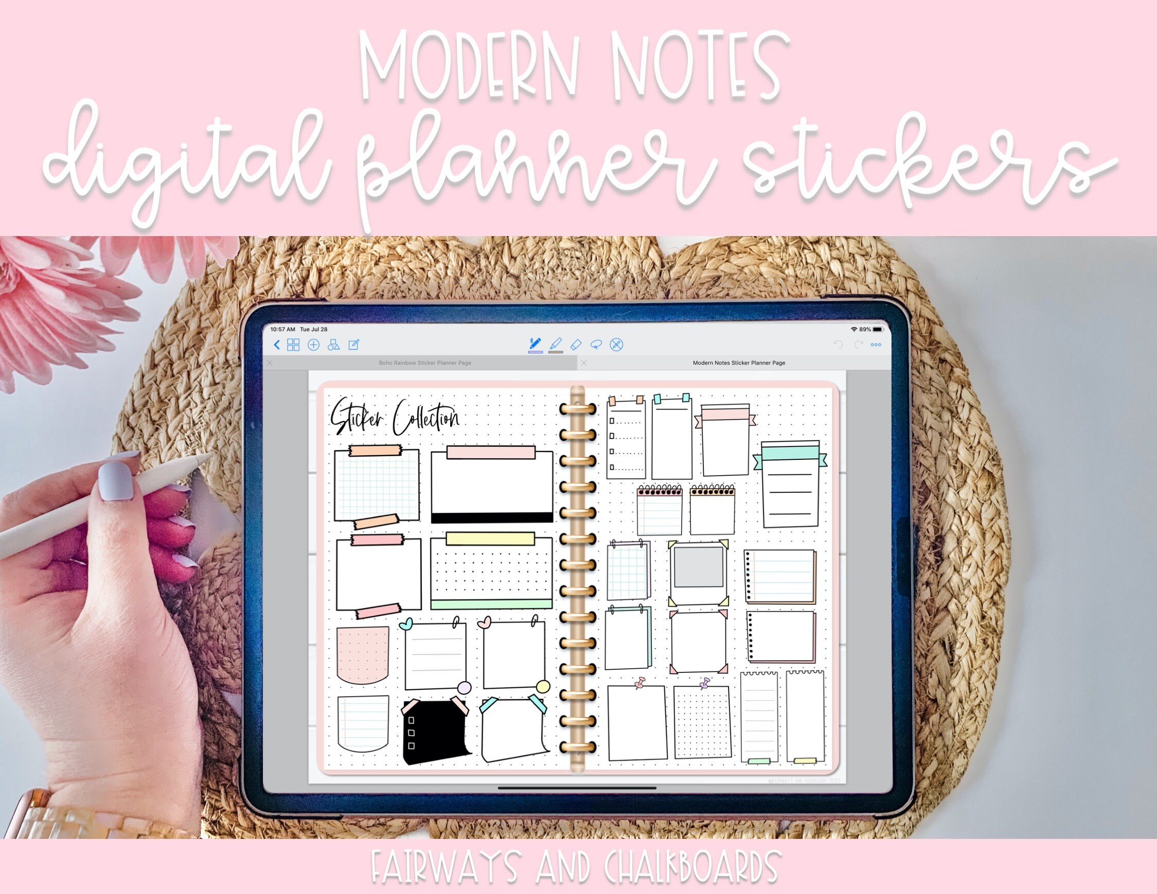 Modern Notes Digital Planner Stickers - Etsy