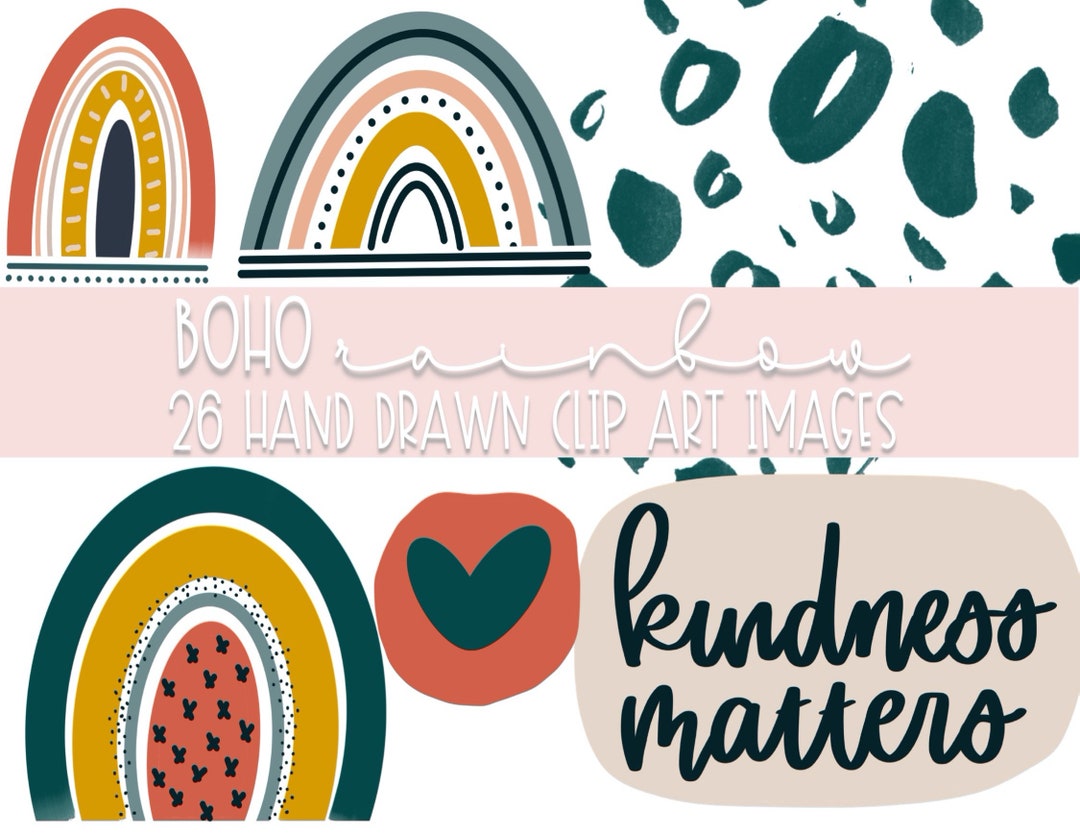 Modern Boho Rainbow Clip Art + Digital Stickers - Etsy