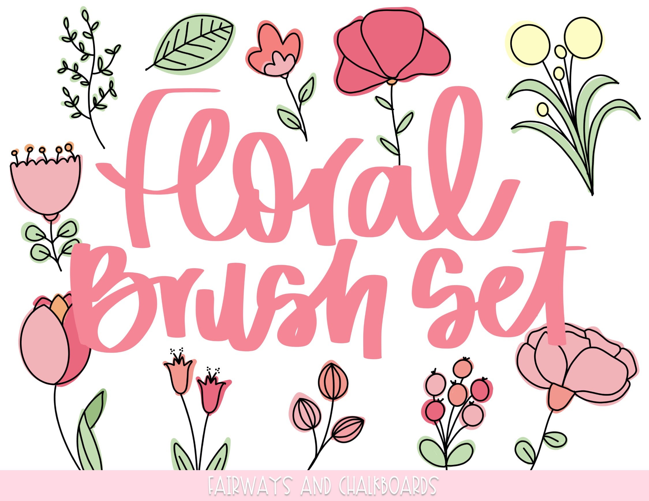 Floral Procreate Stamp Set Stamp Brushes for Procreate Doodle Stamps ...