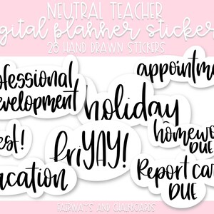 Neutral Teacher Digital Planner Stickers - Etsy