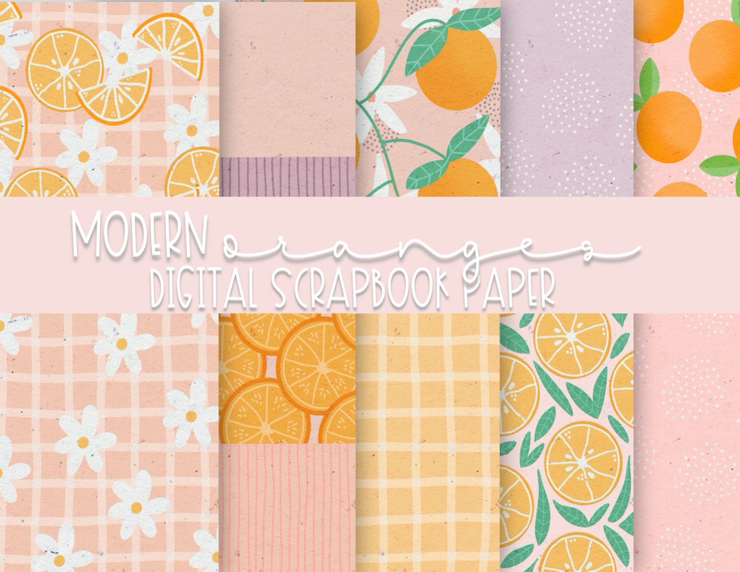 Modern Oranges Digital Scrapbook Paper | 12" X 12" | Digital or ...