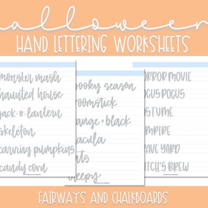 Halloween Hand Lettering Worksheets - Etsy