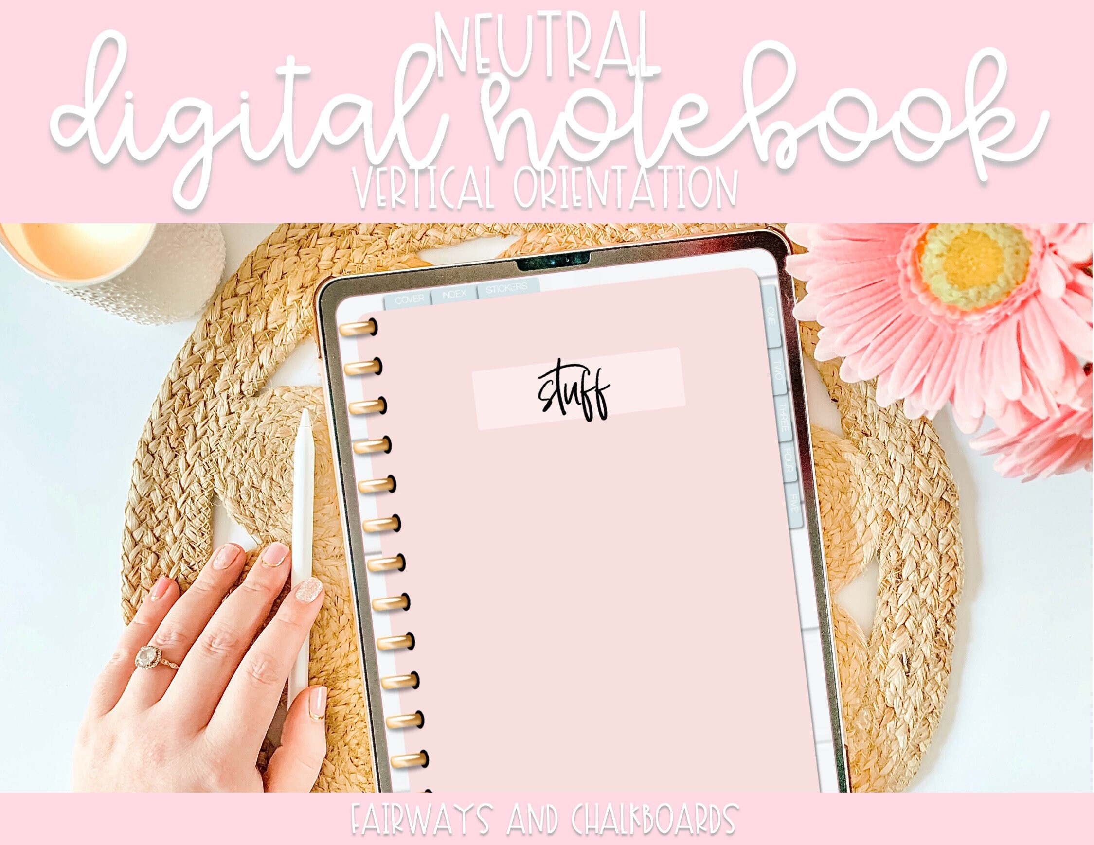 Neutral Portrait Digital Notebook 5 Tabs Lined, Blank Dotted Paper - Etsy