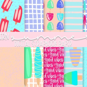 Modern Summer Digital Scrapbook Paper | 12" X 12" | Digital or ...