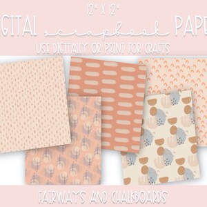 Abstract Rustic Boho Digital Scrapbook Paper | 12" X 12" | Digital or ...