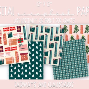 Boho Christmas Digital Scrapbook Paper | 12" X 12" | Digital or ...