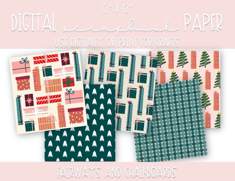 Boho Christmas Digital Scrapbook Paper 12 X 12 - Etsy
